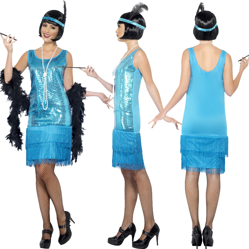 New Ladies Adult Fringe Flapper Jazz 20s 30s Fancy Dress Costume